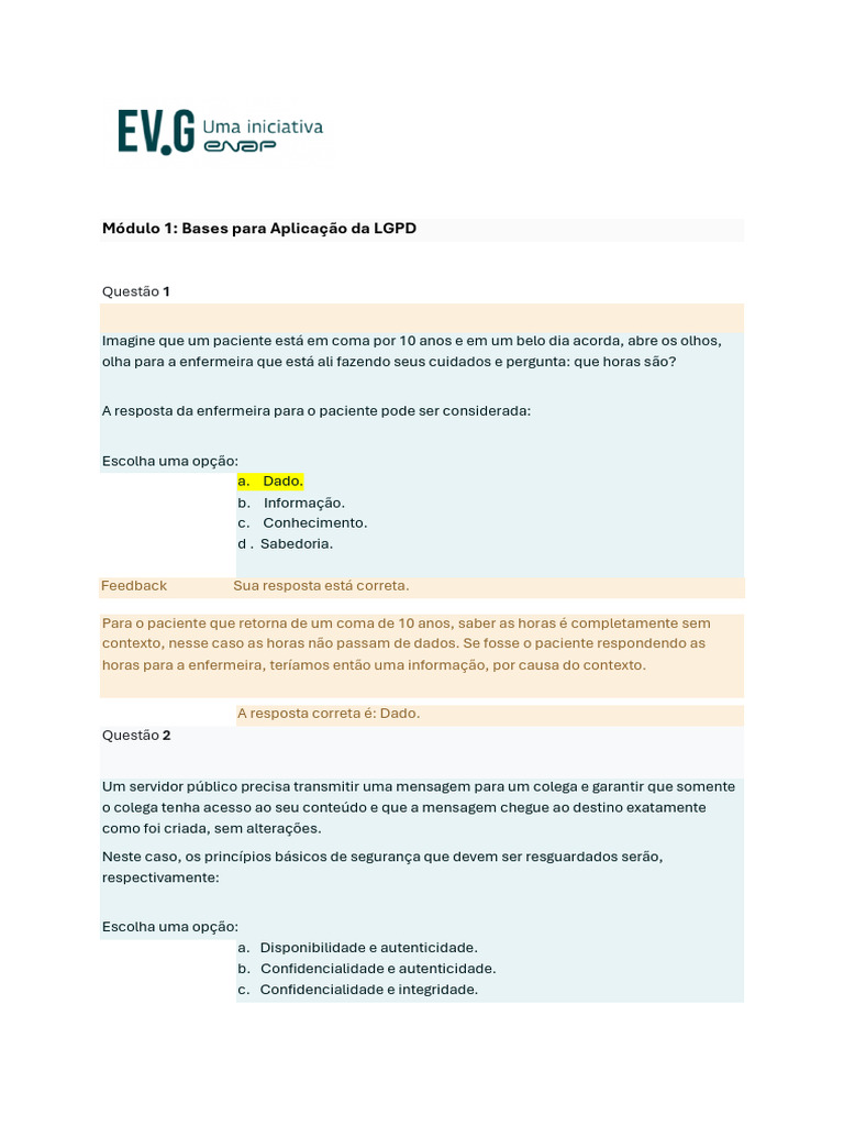 Lgpddesafios Módulo 1 Bases para Aplicação Da LGPD | PDF | Comentários ...