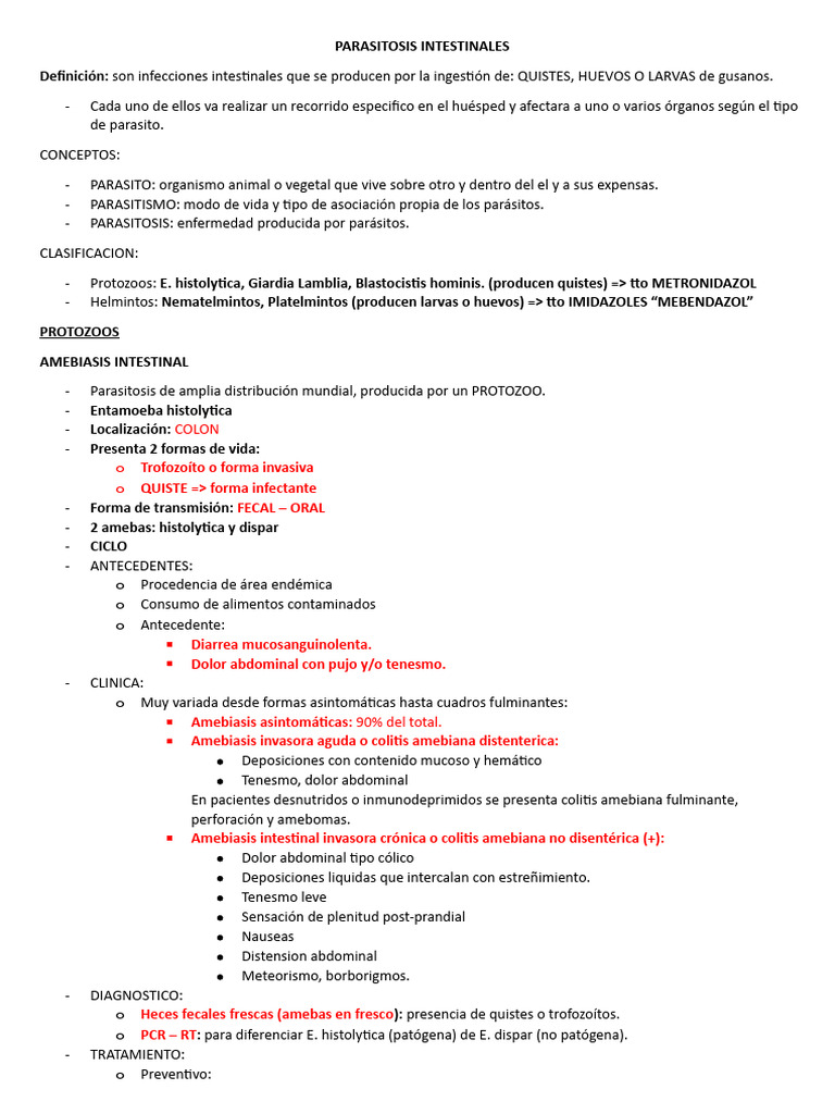 Parasitosis Intestinales | PDF | Enfermedades y trastornos ...
