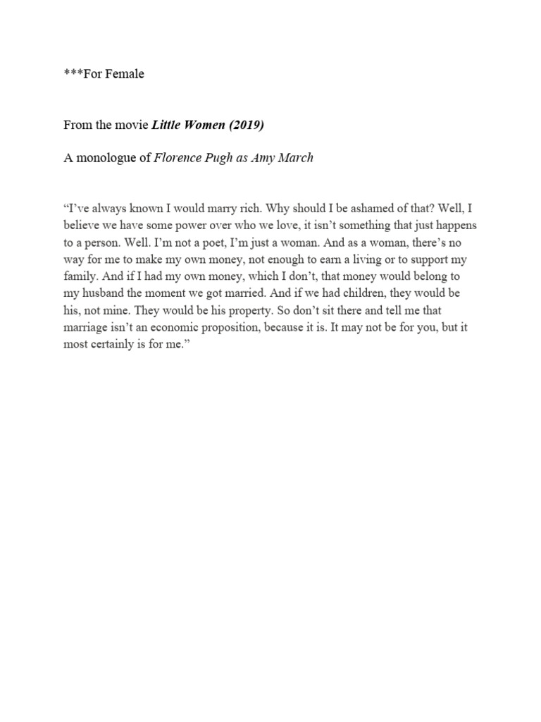 Amy March's Economic Marriage Monologue | PDF | Social Science ...