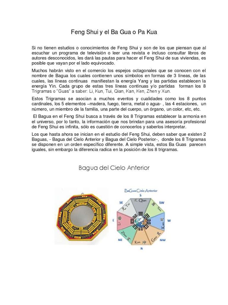 Feng Shui: Guía del Ba Gua y Trigramas | PDF | Feng Shui | Yin y yang