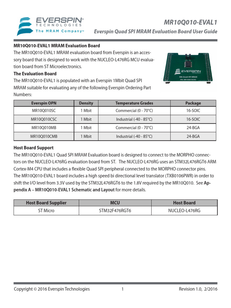 MR10Q010 Quad SPI Evaluation Board Guide Revision 1 022416 | PDF | Usb | Computer File