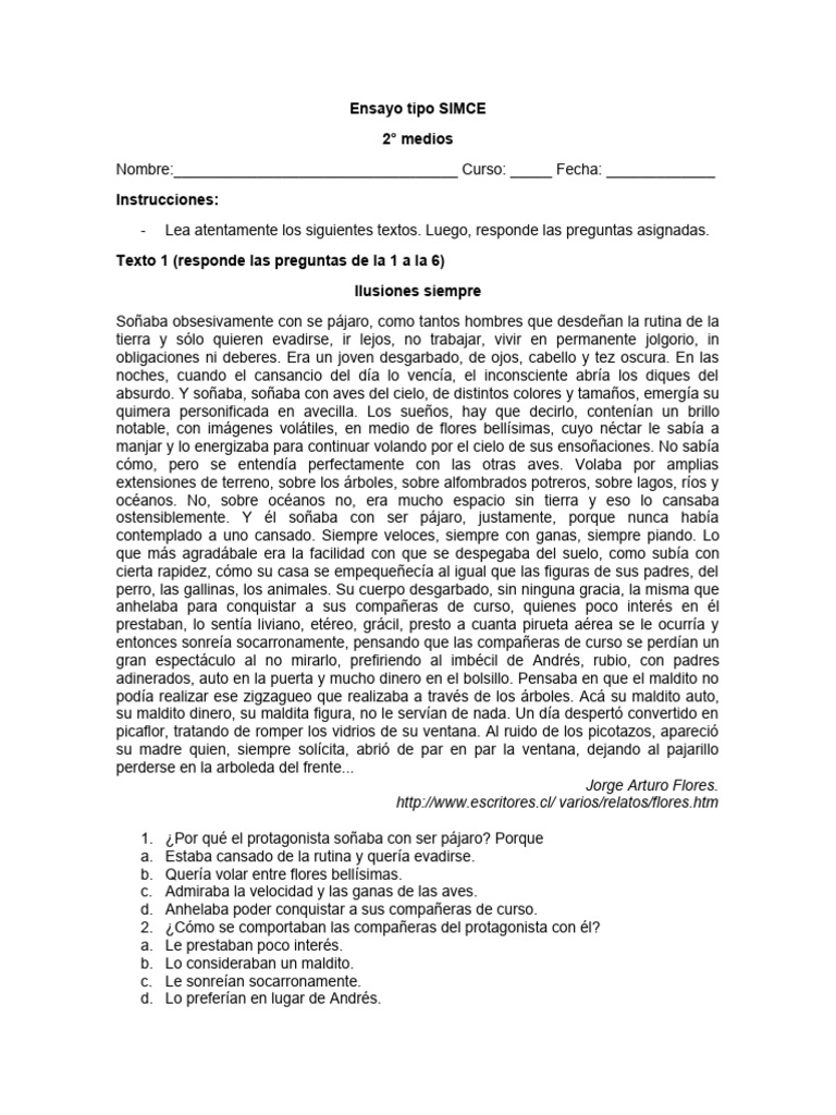 Ensayo Tipo SIMCE 4 | PDF