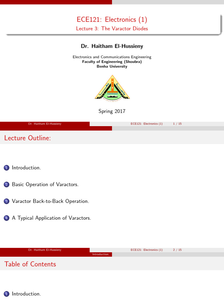 Lecture3 Diode Varactors | PDF | Capacitor | P–N Junction