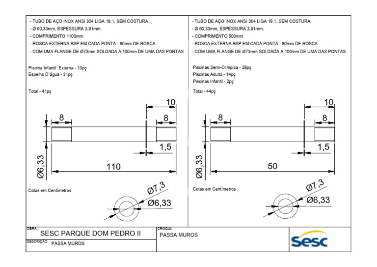 Passa Muro Inóx - Piscinas - R00-Model | PDF