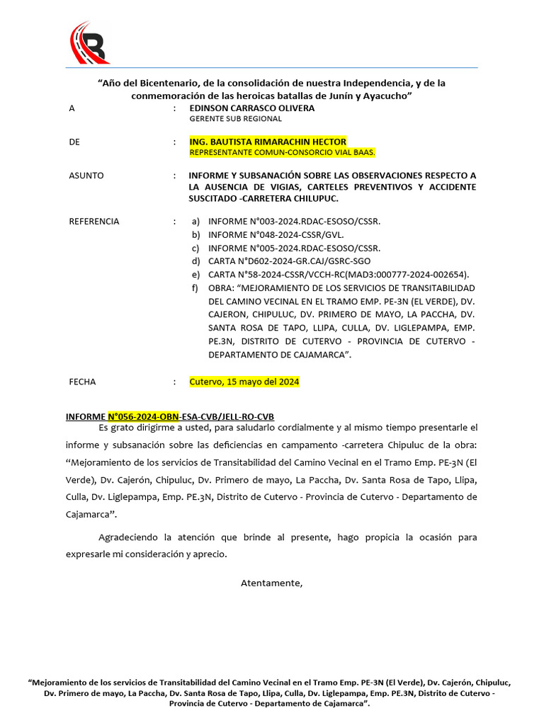 Respuesta A Carta N°d602-2024-Gr - Caj.gsrc-Sgo | PDF