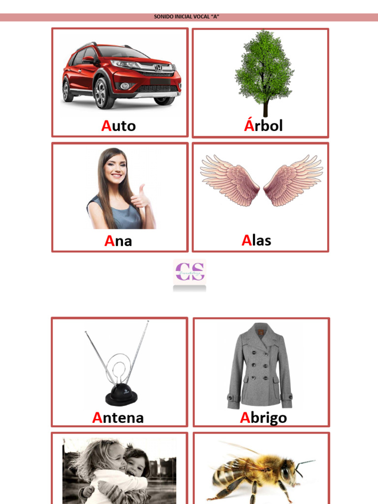 Láminas Sonido Inicial Vocálico | PDF