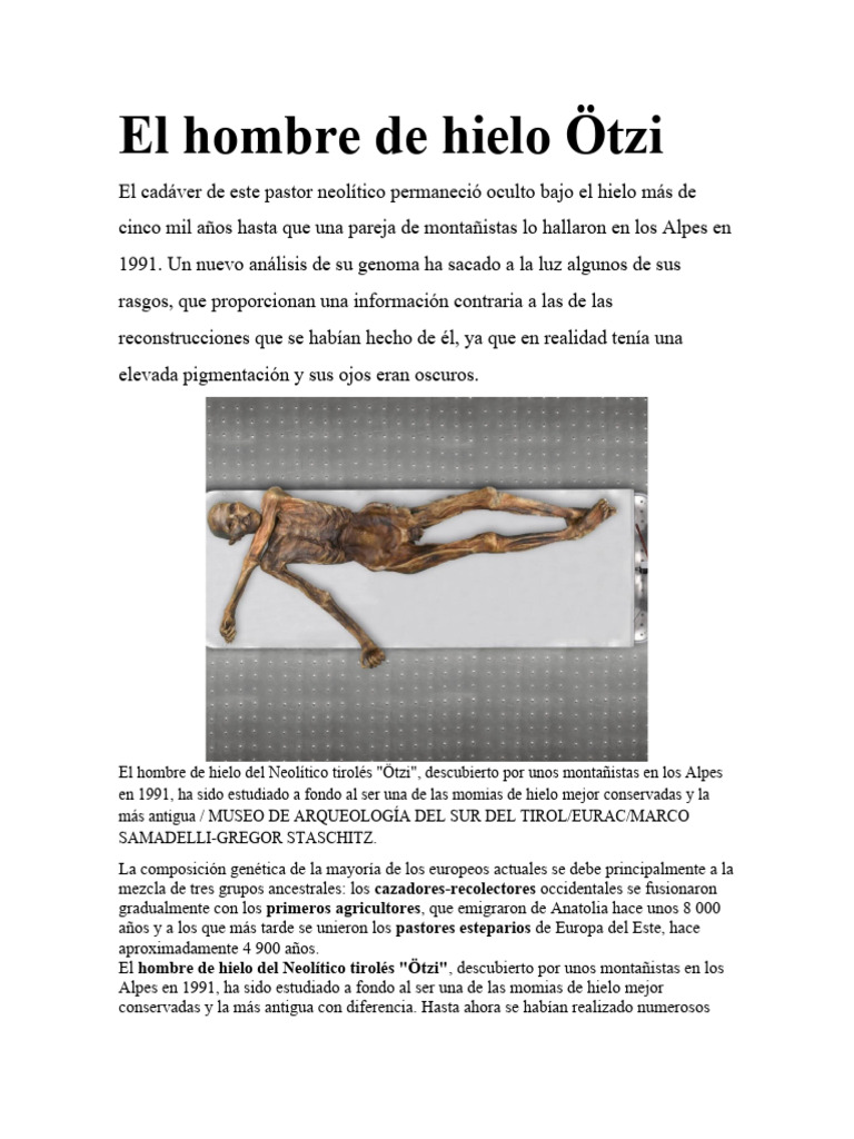 El Hombre de Hielo Otzi | PDF | Biología | Genética