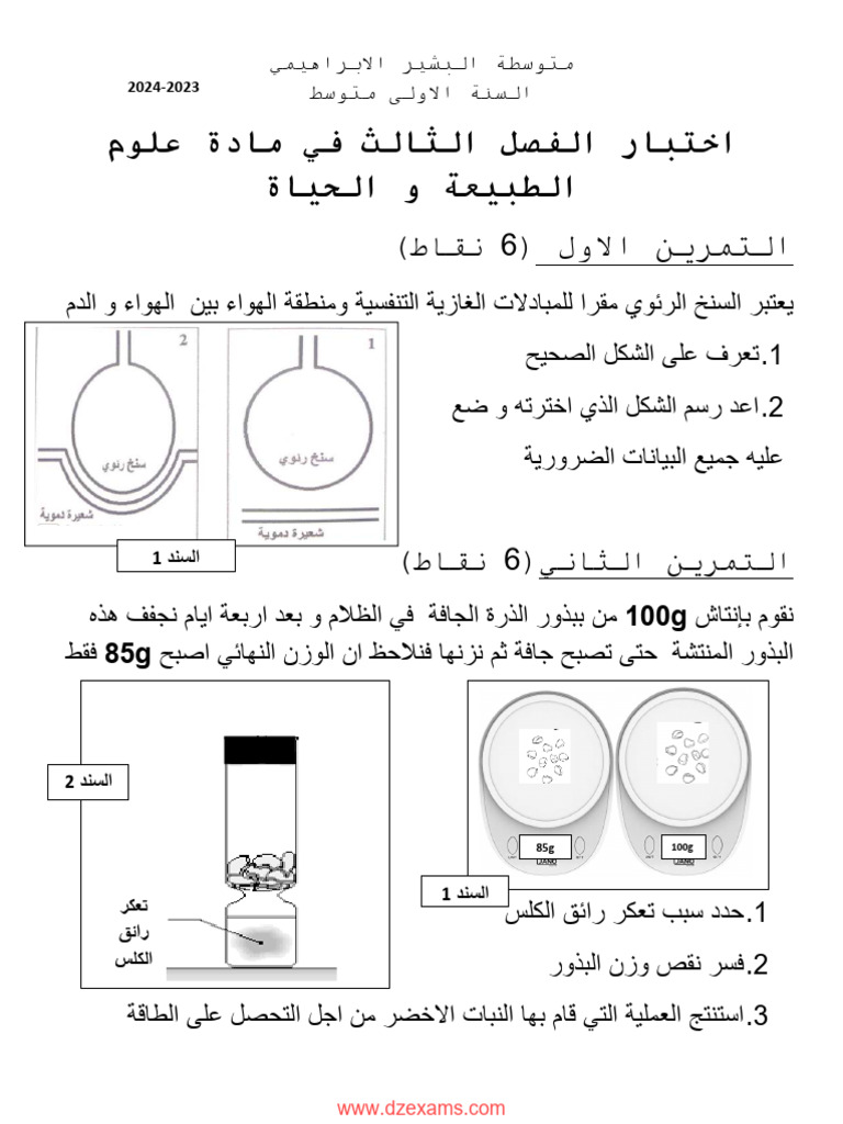 Dzexams 1am Sciences Naturelles 337986 | PDF