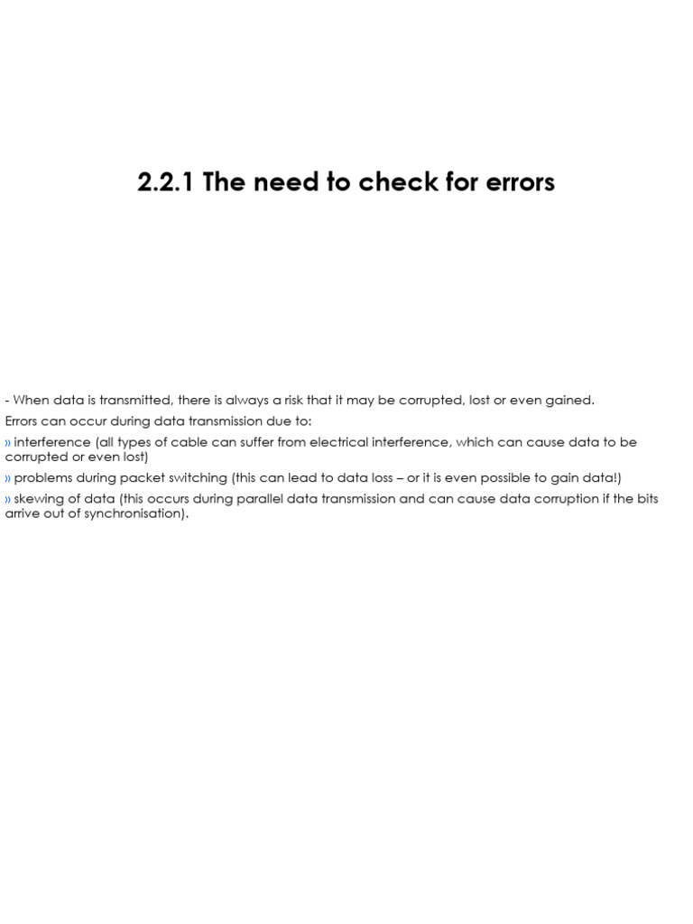 2.2 Methods of Error Detection | PDF | Telecommunications | Computer ...