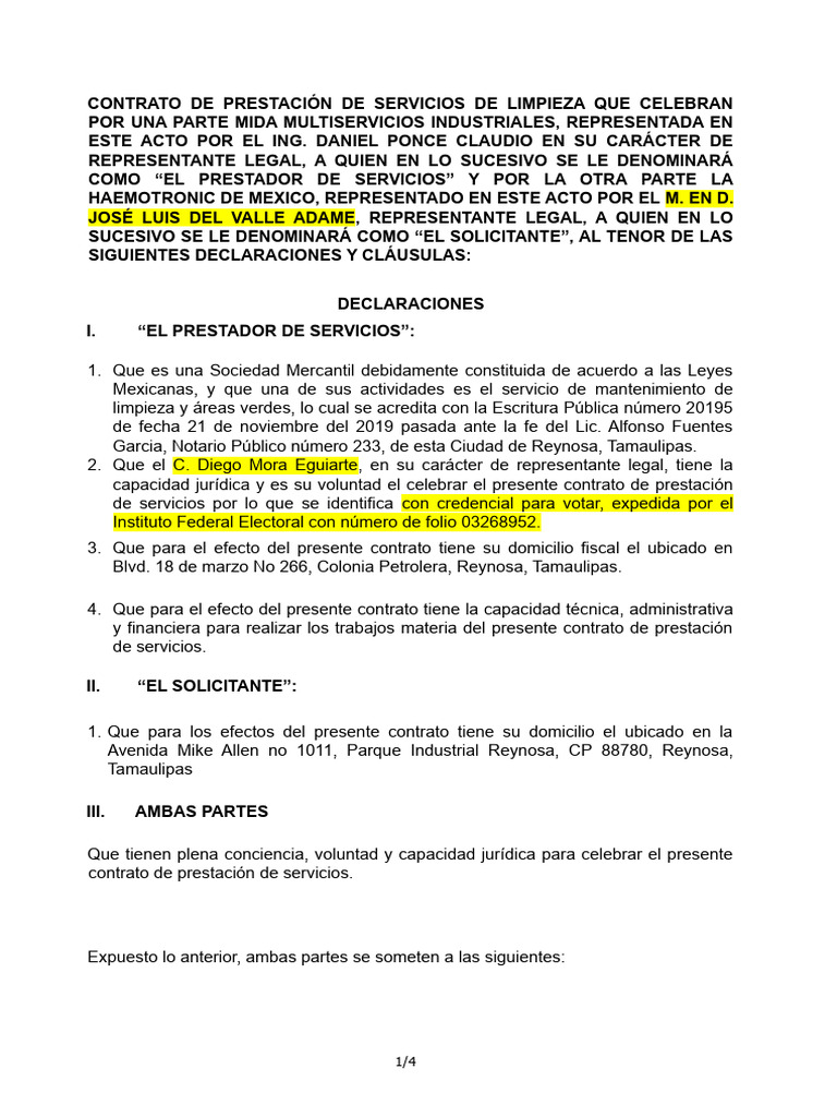 CONTRATO SERVICIO LIMPIEZA 2023 | PDF