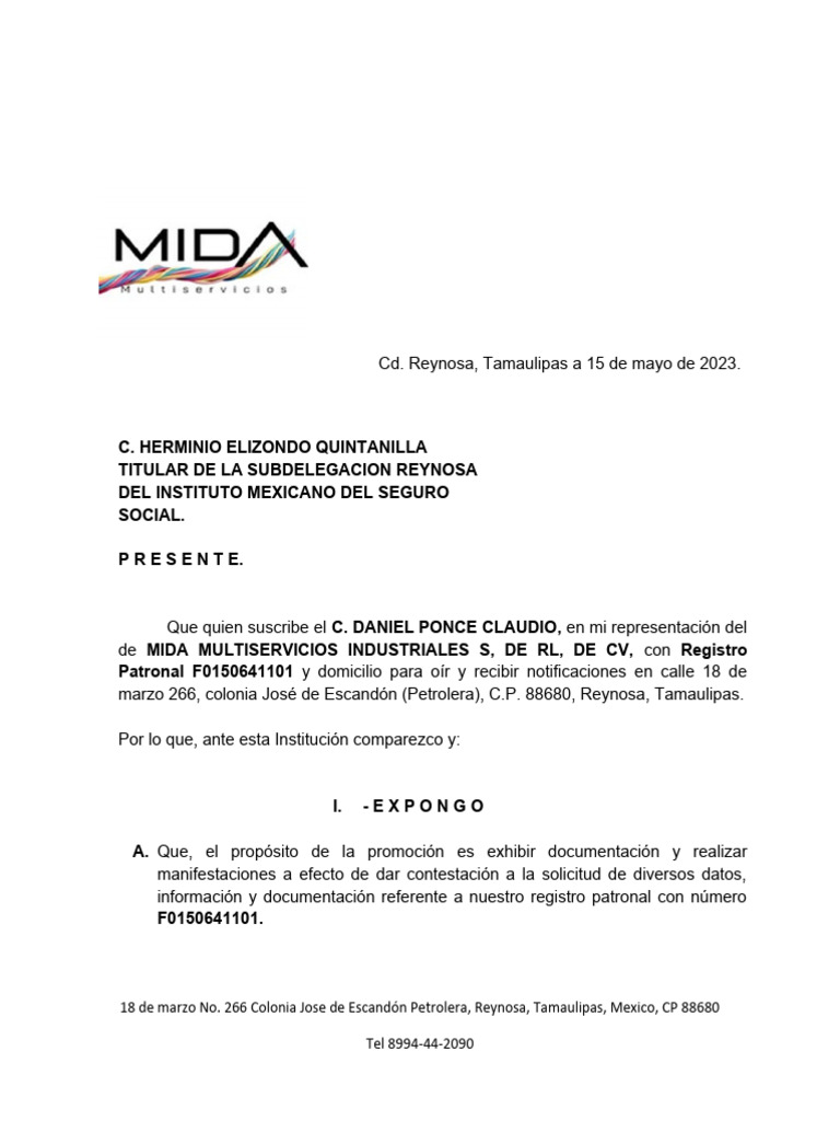 Escrito IMSS | PDF | México