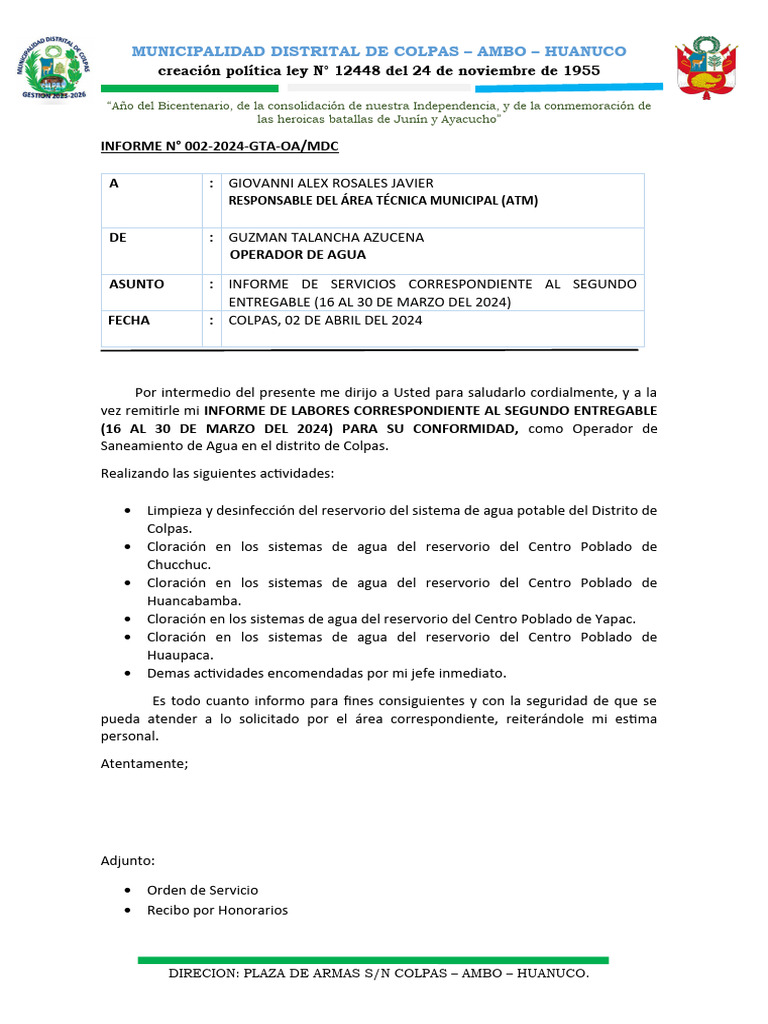 Informe de Labores Guzman Segundo Entregable | PDF | Viajes y turismo