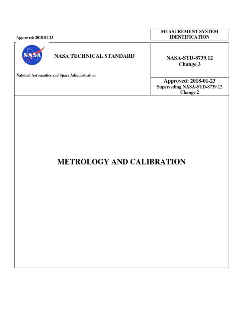 Nasa-Std-873912 With Change 3 | PDF | Calibration | Metrology