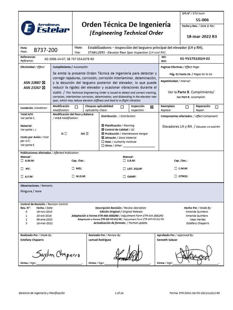 OTI 55-006 R3 AD 2006-14-07 (J) (K) (1000 FH o 750 FC) 737-200 | PDF