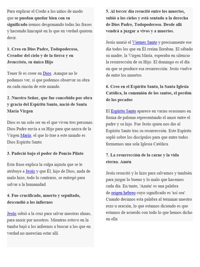Credo Explicado para Ninos | PDF | La resurrección de Jesús | María, madre de Jesús