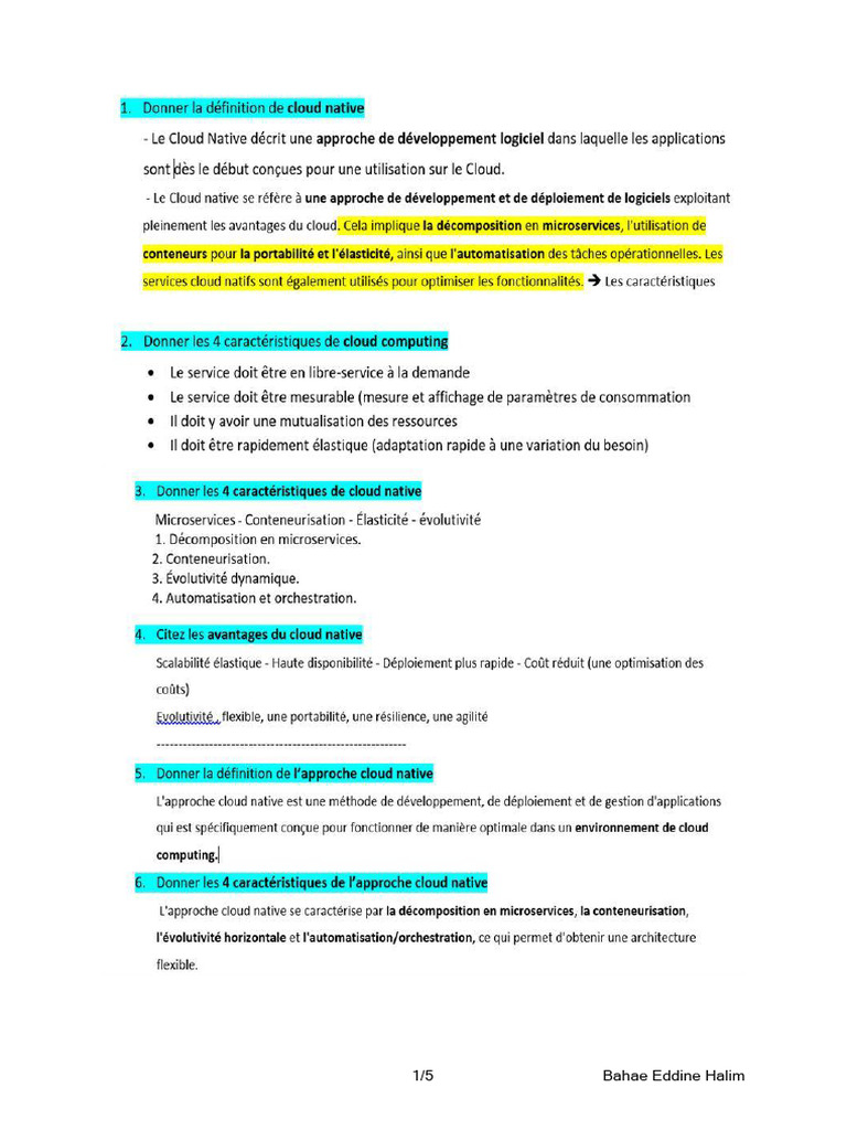 Résumé Theorique Cloud Native - Bahae Eddine Halim | PDF