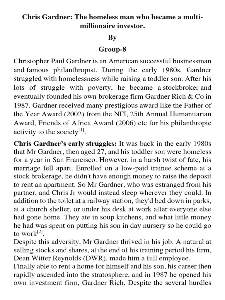 Chris Gardner: From Homeless to Success | PDF | Law