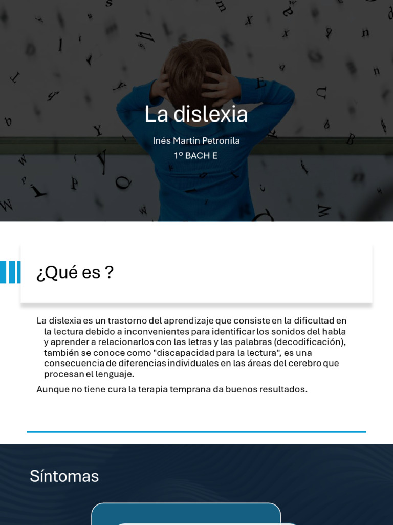 La Dislexia Ines Mar Tin 1 Bach e 2 | PDF | Dislexia | Ciencias del ...