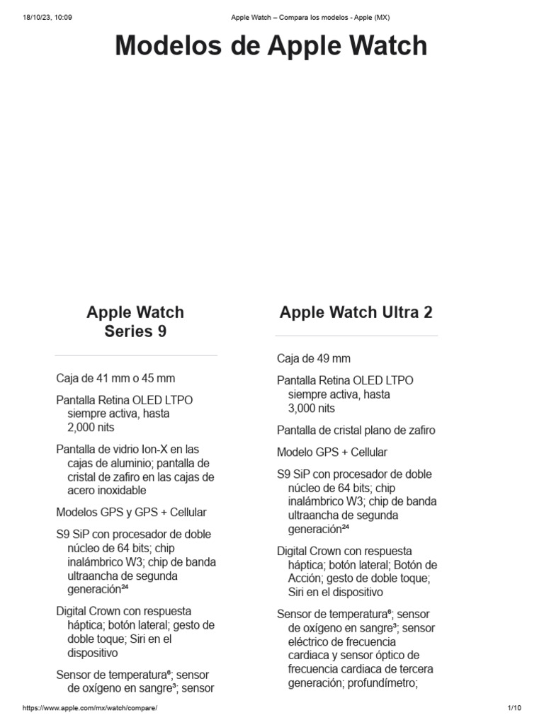 Apple Watch - Compara Los Modelos - Apple (MX) | PDF | Apple Watch ...