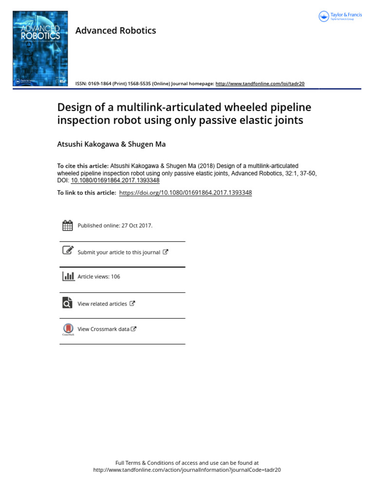 Design of A Multilink-Articulated Wheeled Pipeline Inspection Robot Using Only Passive Elastic ...
