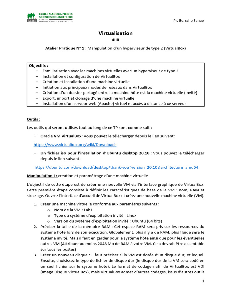 TP1-Hyperviseur de Type 2-VirtualBox | PDF | Machine virtuelle ...