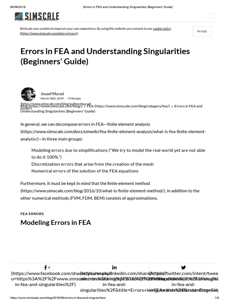 Errors in FEA and Understanding Singularities (Beginners' Guide) | PDF ...