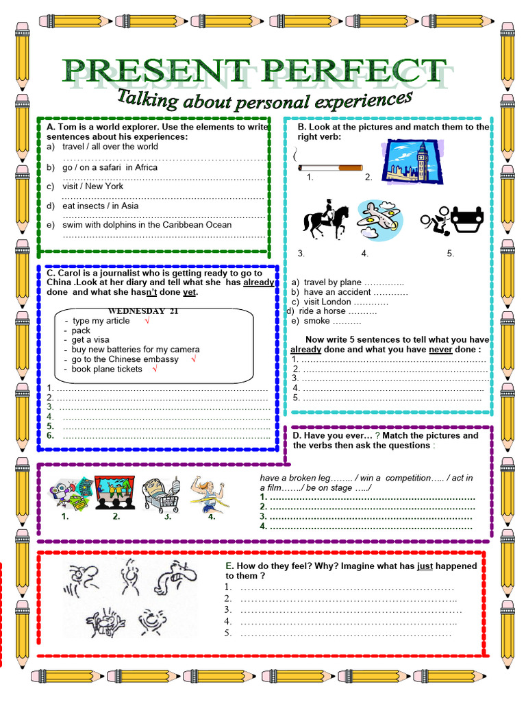 Present Perfect - Ex. | PDF | Syntax | Linguistic Morphology