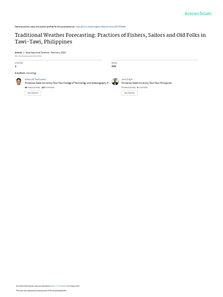 Traditional Weather Forecasting in Tawi-Tawi | PDF | Cloud | Weather