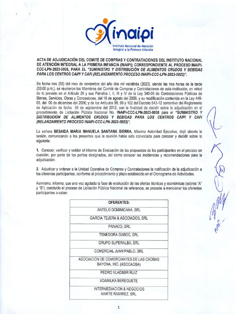 Acta de Adjudicacion | PDF