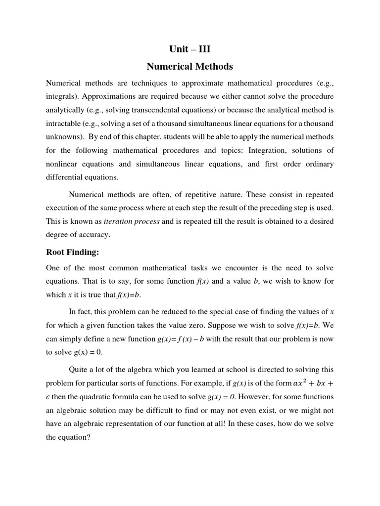 Unit - III Numerical Methods Notes | PDF | Integral | Numerical Analysis