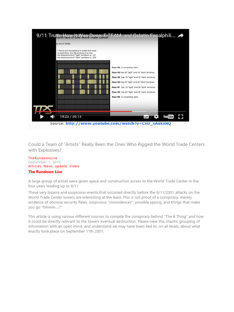 B Thing and E Team Article (Web - The Rundown Site) | PDF | September 11 Attacks | World Trade ...