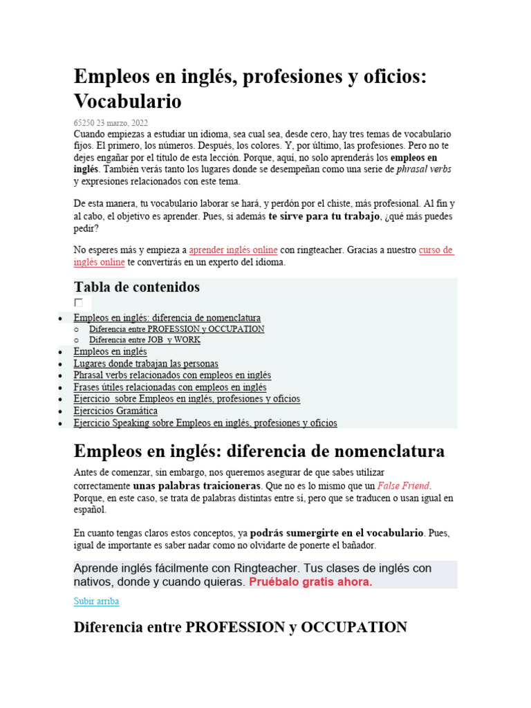 Empleos en Inglés | PDF | Lingüística