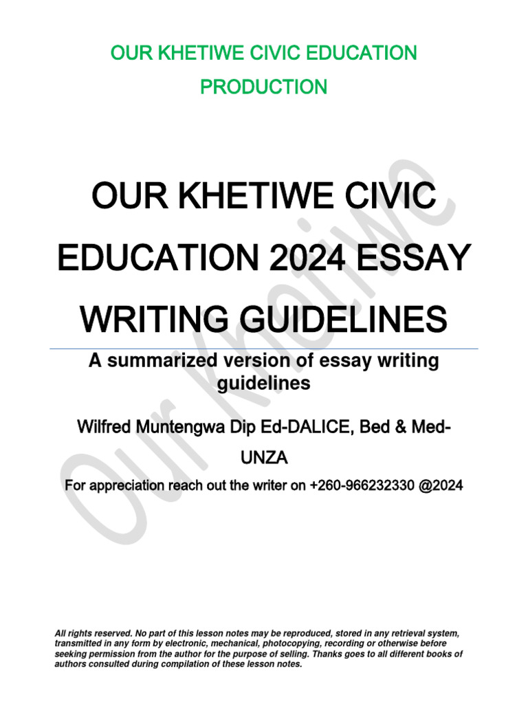 Civic Education Essay Writing Guide | PDF | Governance | Separation Of ...