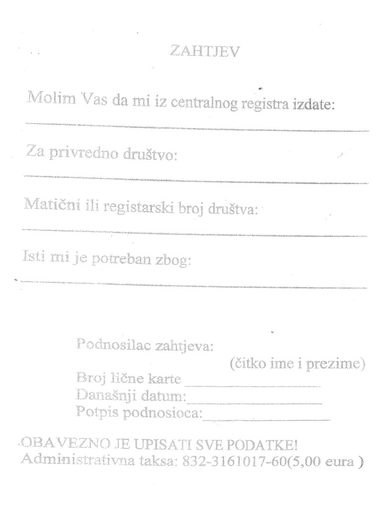 Zahtev Za Izdavanje CRPS Opstina | PDF