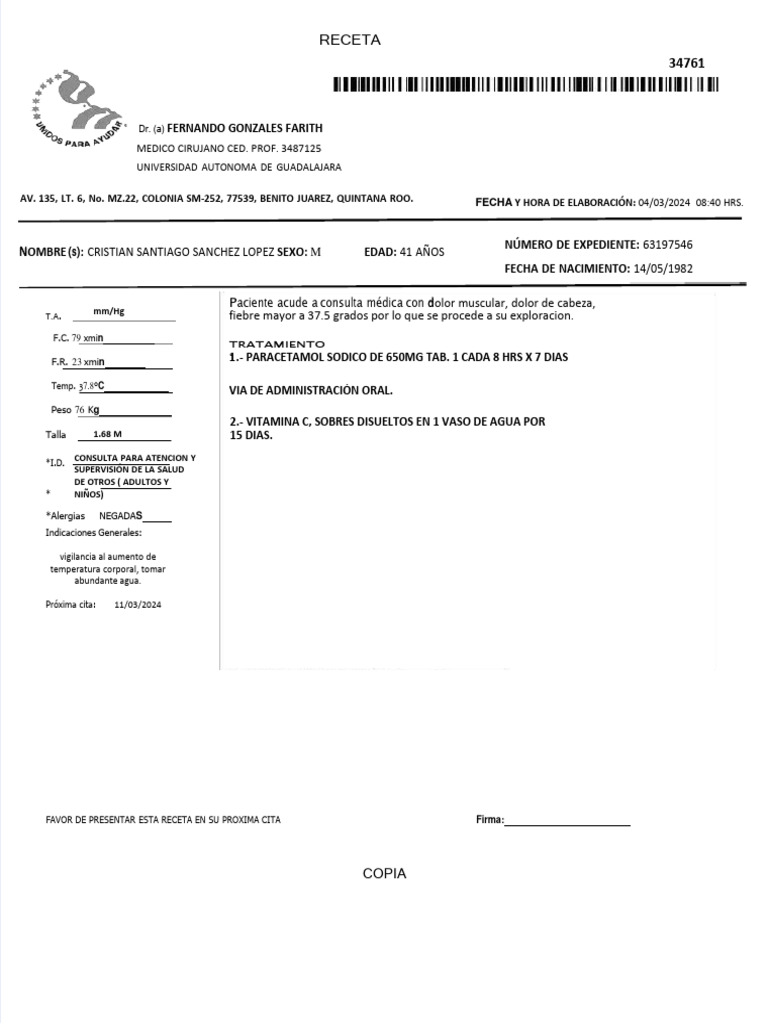 Formato Reseta Medica | PDF