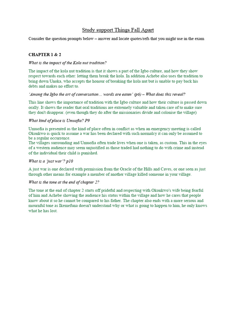 Study Support Things Fall Apart | PDF