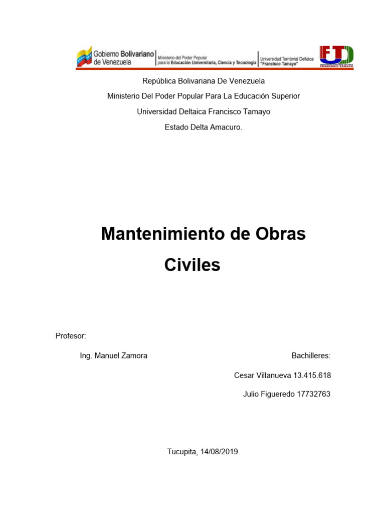 Trabajo de Mantenientos de Obras | PDF | Hormigón | Corrosión
