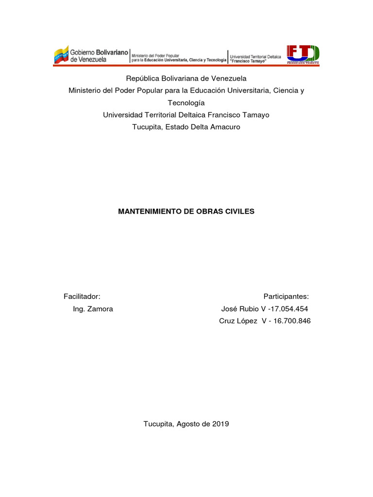 Trabajo de Mantenimiento de Obras Civiles. | PDF | Hormigón | Corrosión