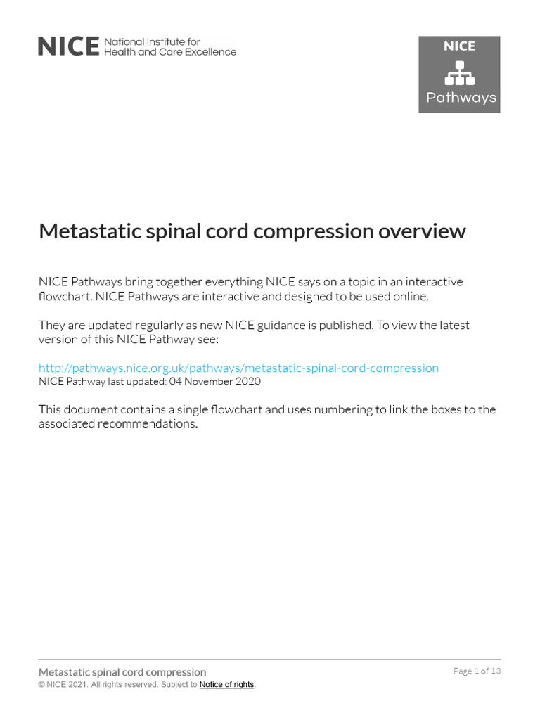 Metastatic Spinal Cord Compression Metastatic Spinal Cord Compression Overview | PDF ...