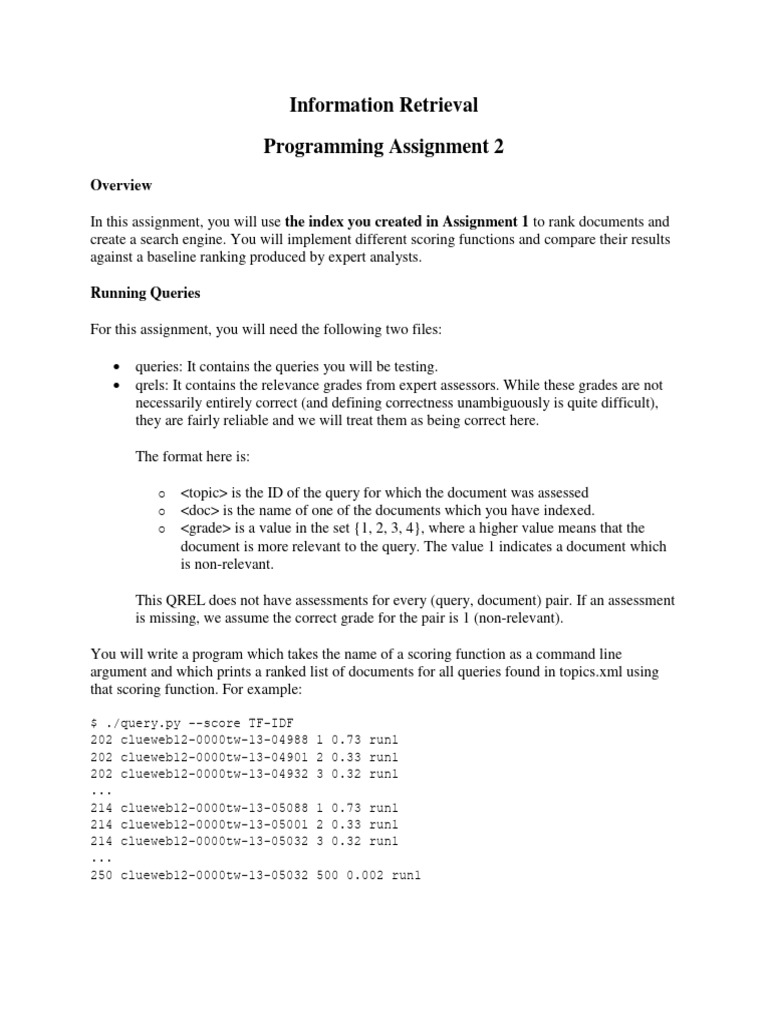 Assignment 2 | PDF | Information Retrieval | Computing