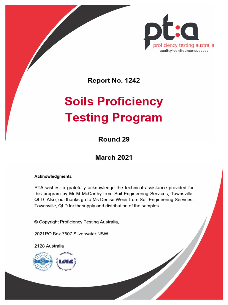 Soils Proficiency Testing Program: Report No. 1242 | PDF | Robust ...