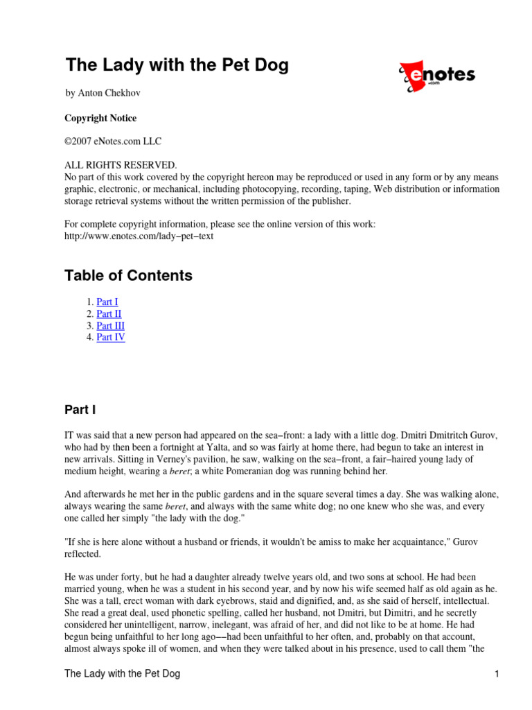 The Lady With The Pet Dog | PDF | Mystery, Thriller & Crime Fiction | Poetry