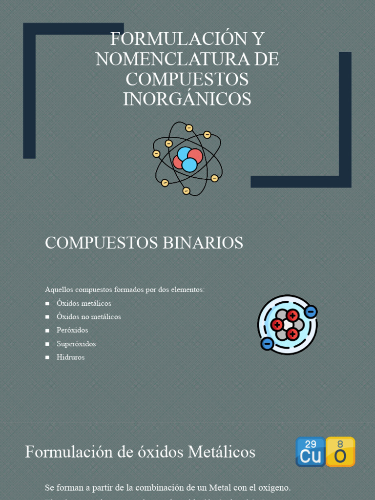 Formulación y Nomenclatura de Compuestos Inorgánicos | PDF | Óxido | Hidróxido