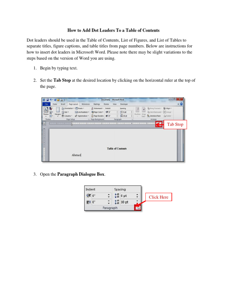 Dot Leader Instructions | PDF