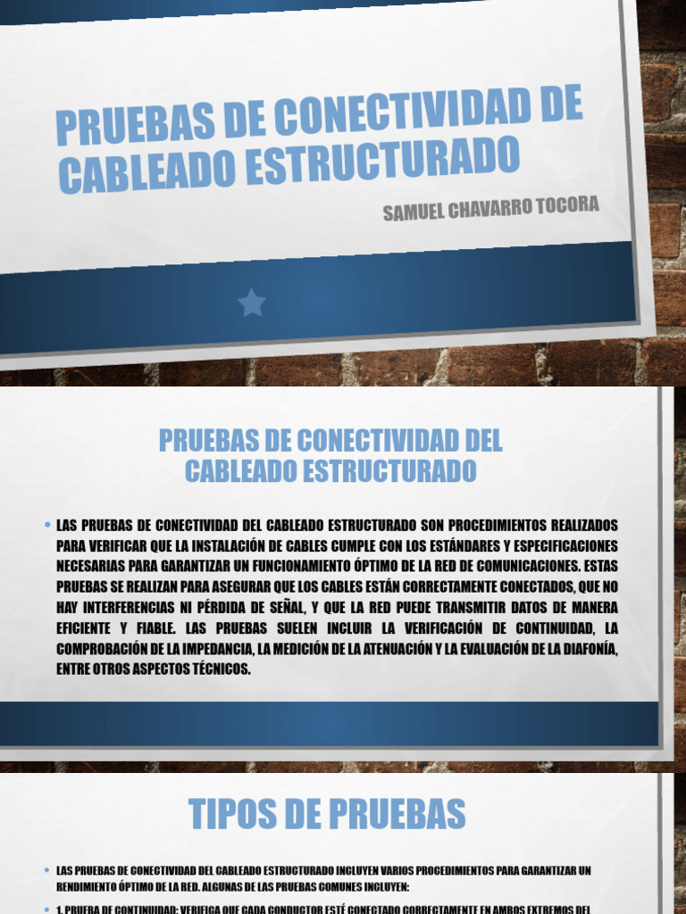 Presentacion Pruebas de Conectividad Cableado Estructurado Guia 15 | PDF | Tecnología de ...