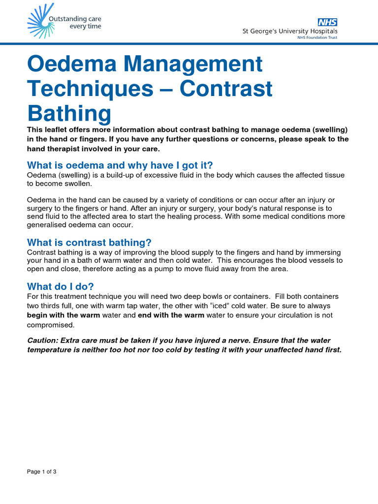 Contrast Baths for Hand Oedema Management | PDF | Edema | National ...