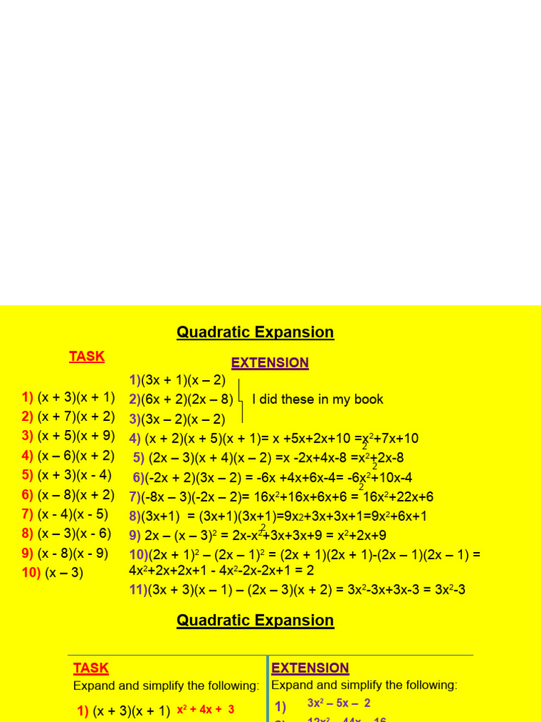 Quadratic and Cubic Expansion Guide | PDF | Quadratic Equation | Equations