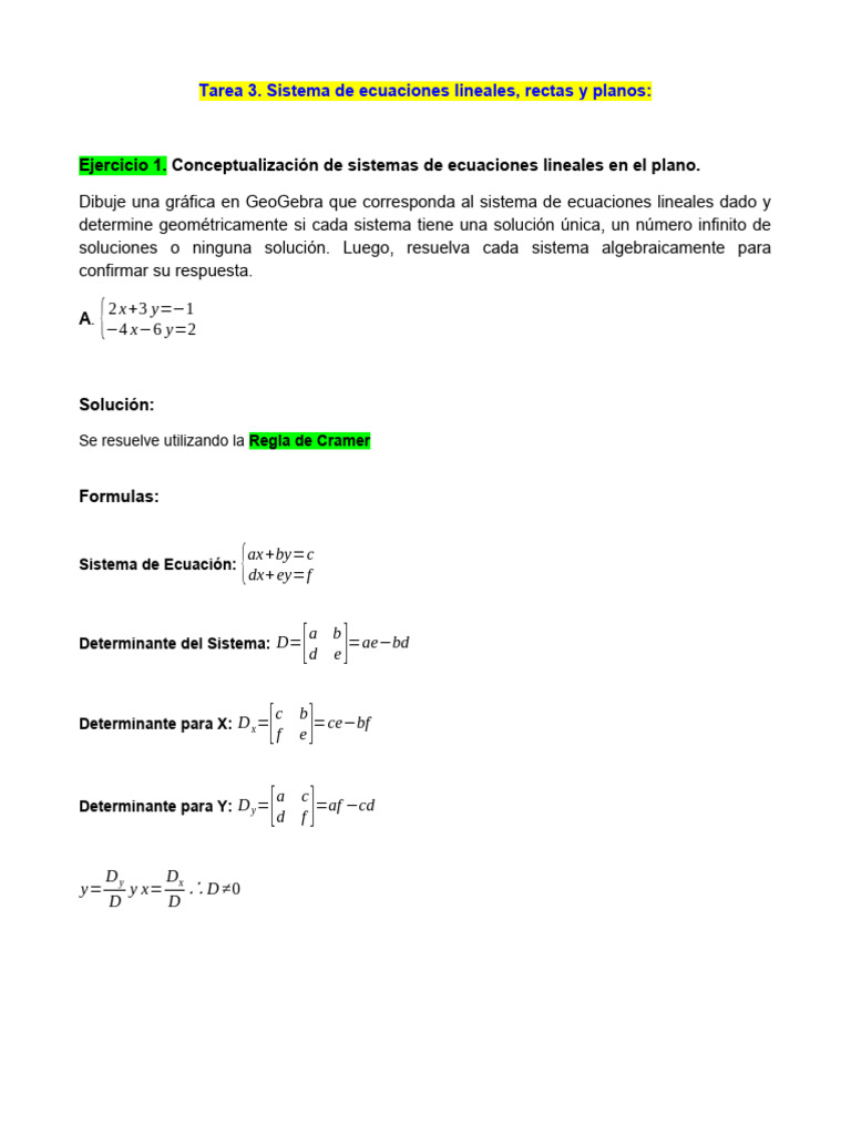 Sistemas Lineales: Ejercicios y Soluciones | PDF | Ecuaciones | Sistema de ecuaciones lineales