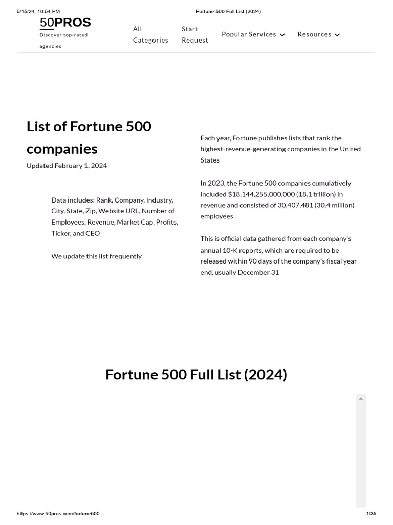Fortune 500 Full List (2024) | PDF | New York Stock Exchange ...