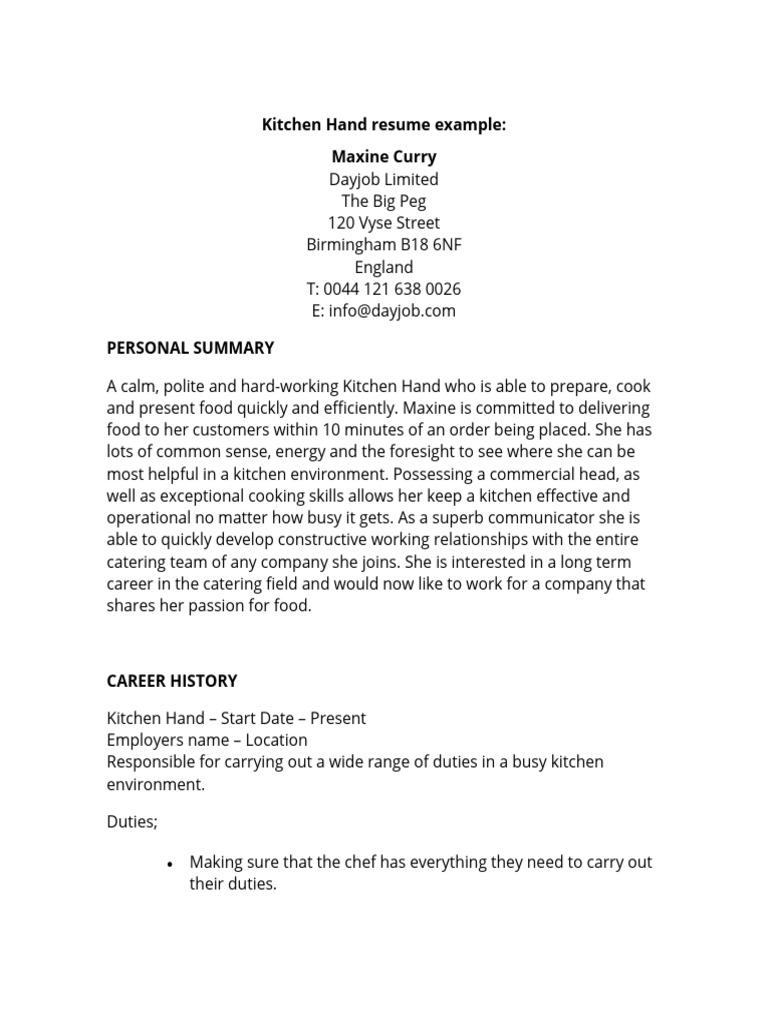 Kitchen Porter | PDF | Kitchen | Chef